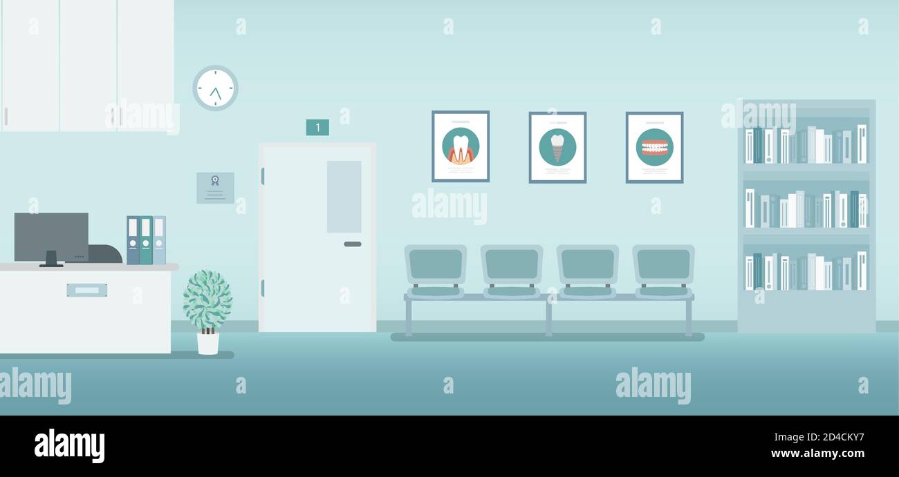 Dental clinic or dental office interior flat design vector illustration ...