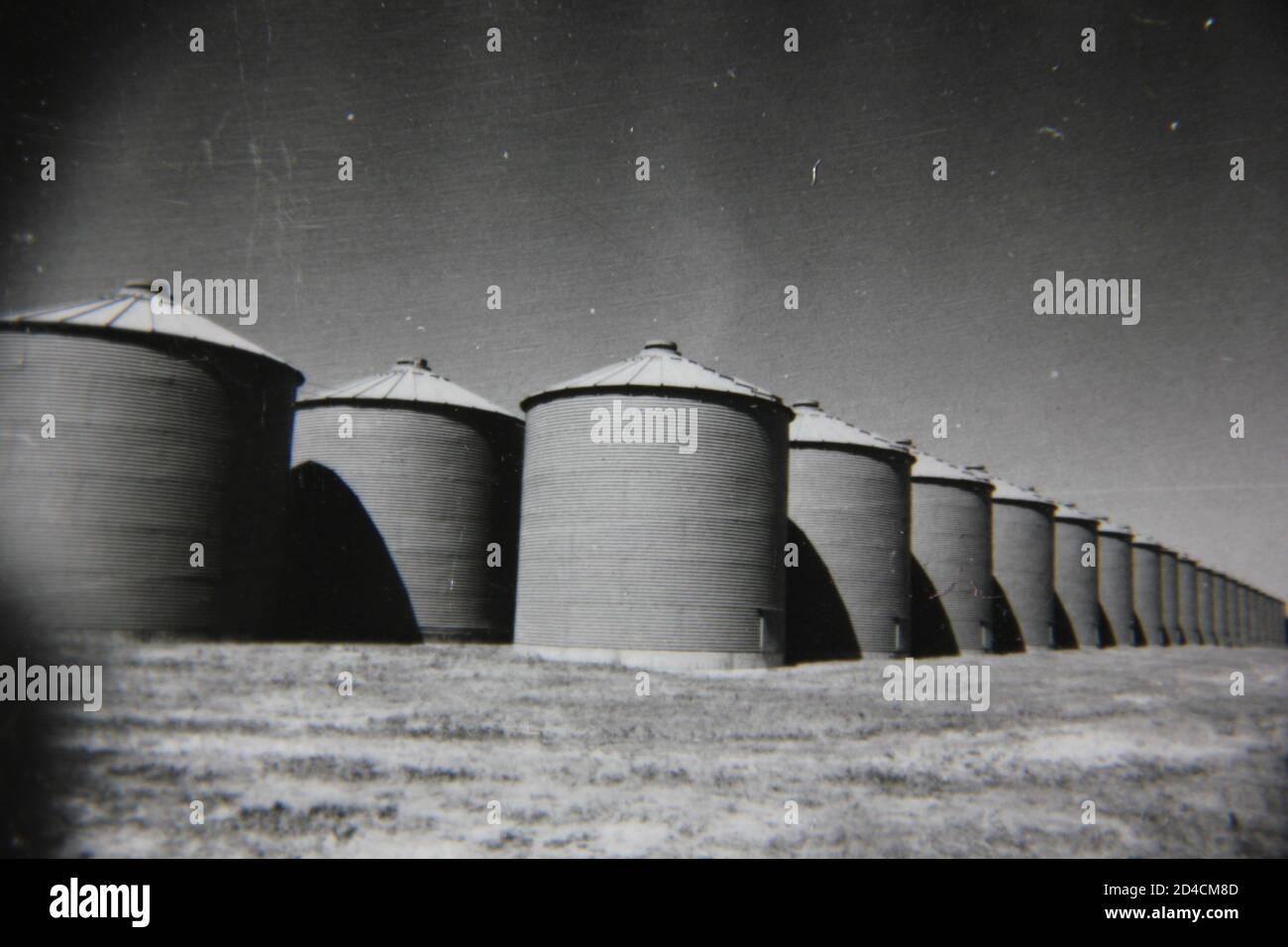 Fine 1970s vintage black and white photography of many storage tanks ...