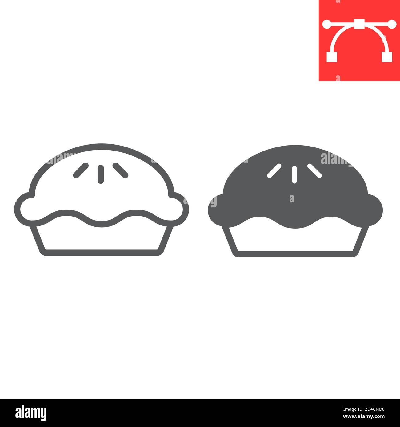 Pie line and glyph icon, thanksgiving and bakery, pumpkin pie sign ...