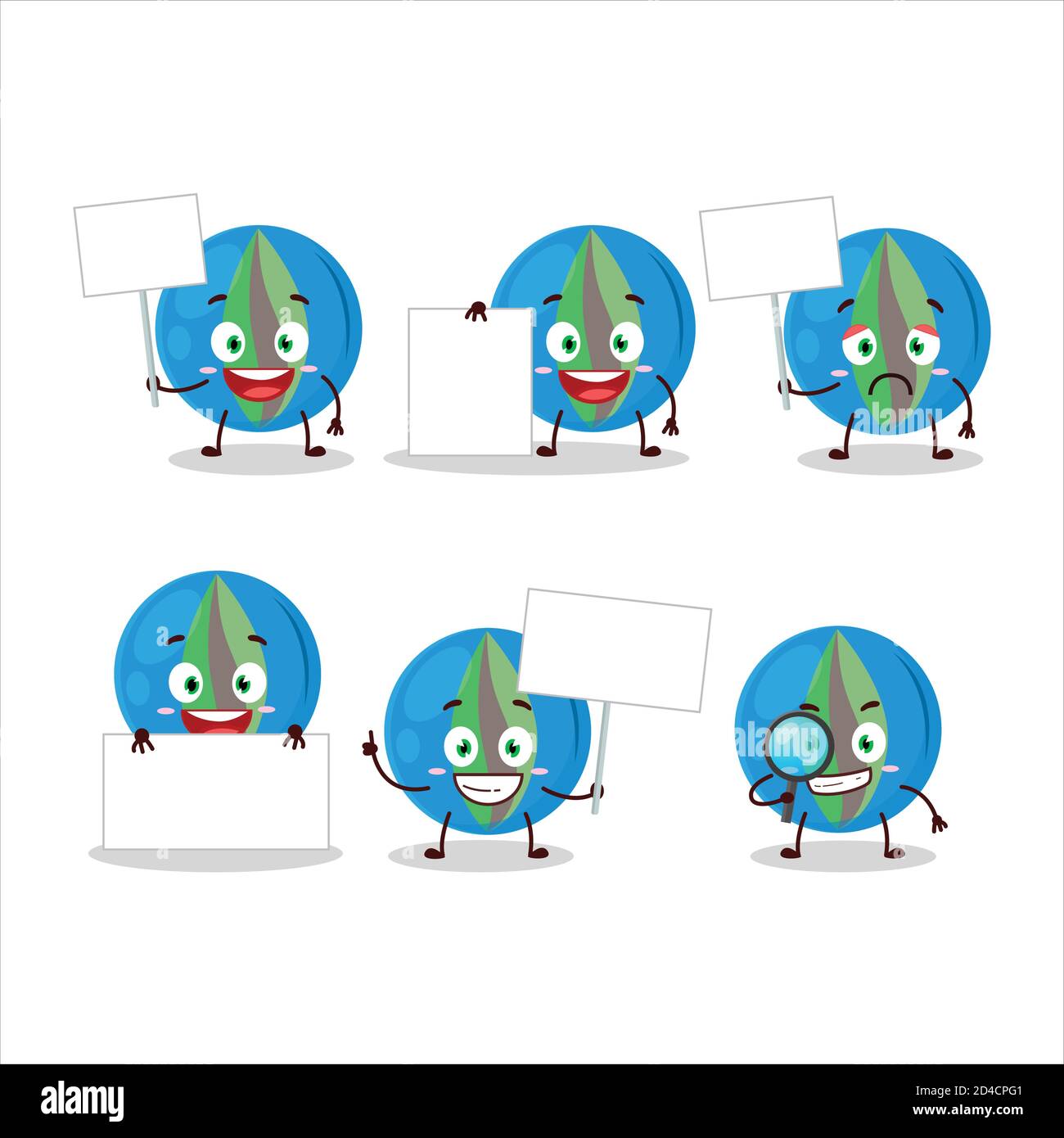 Blue marbles cartoon character bring information board Stock Vector ...