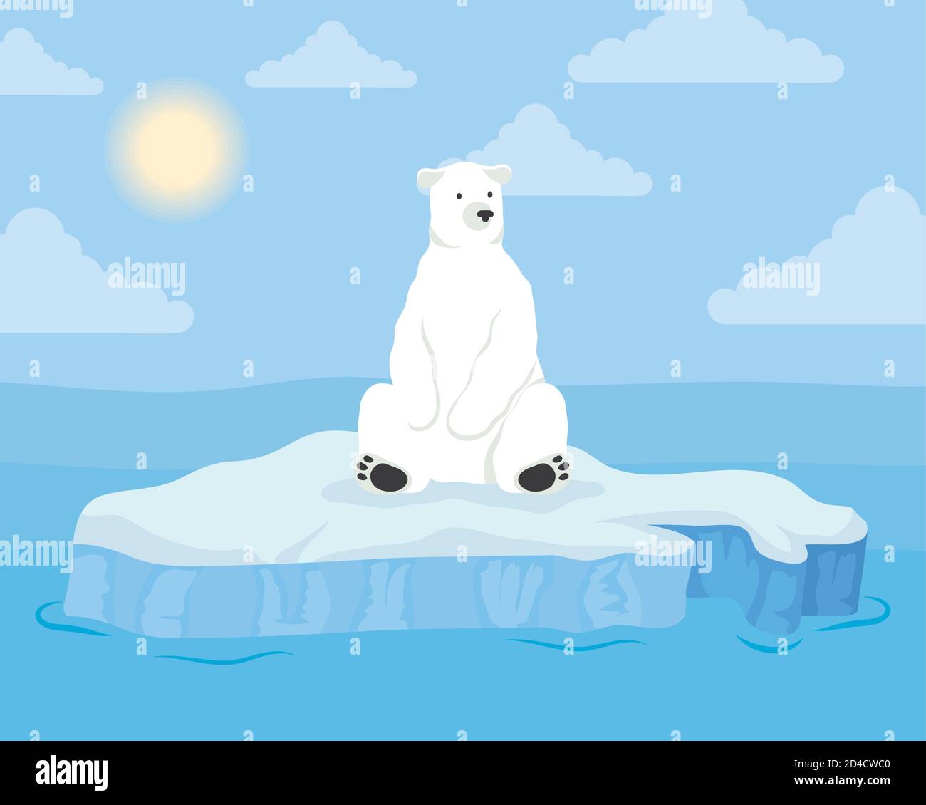 Polar Bear On Iceberg Cartoon Clipart