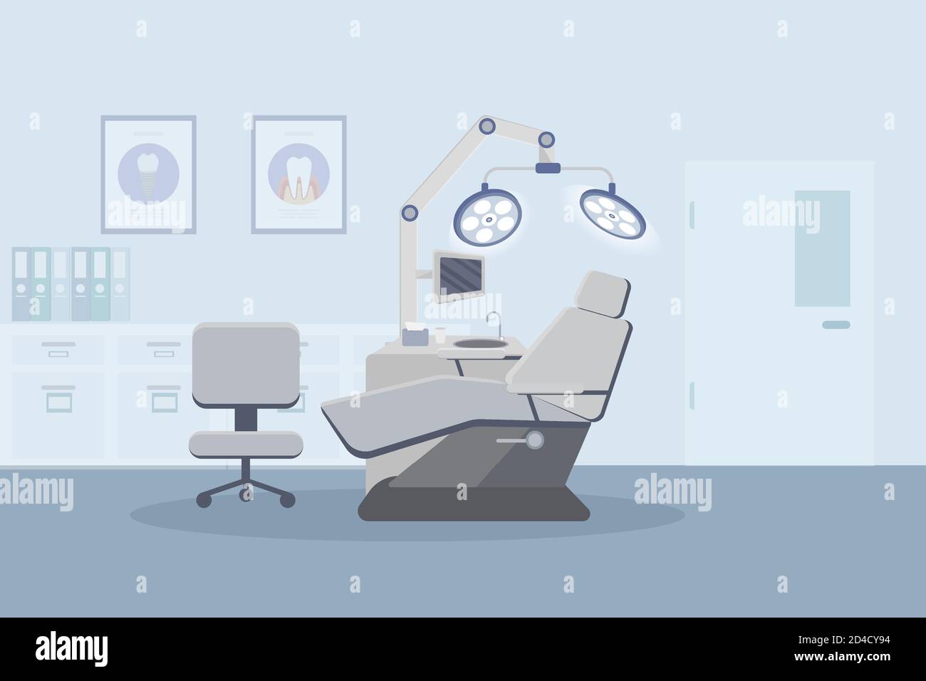 Dental clinic or dental office interior flat design vector illustration ...