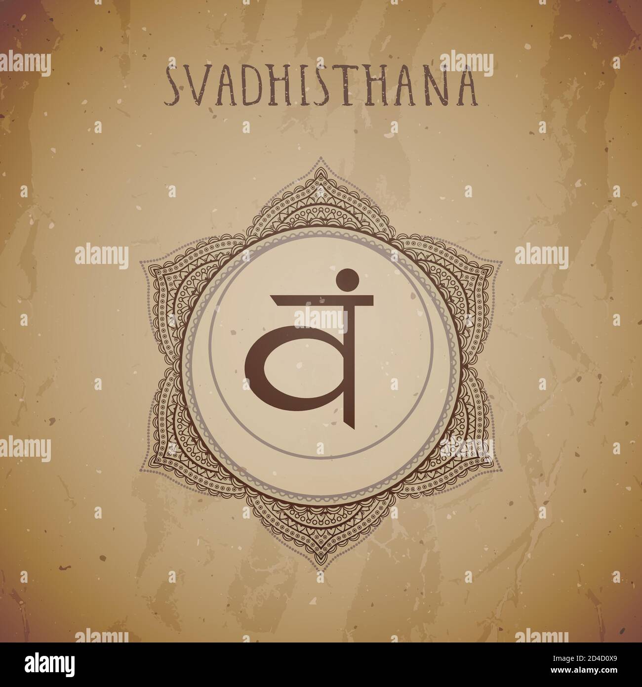 Vector illustration with symbol chakra Svadhishana on grunge background ...