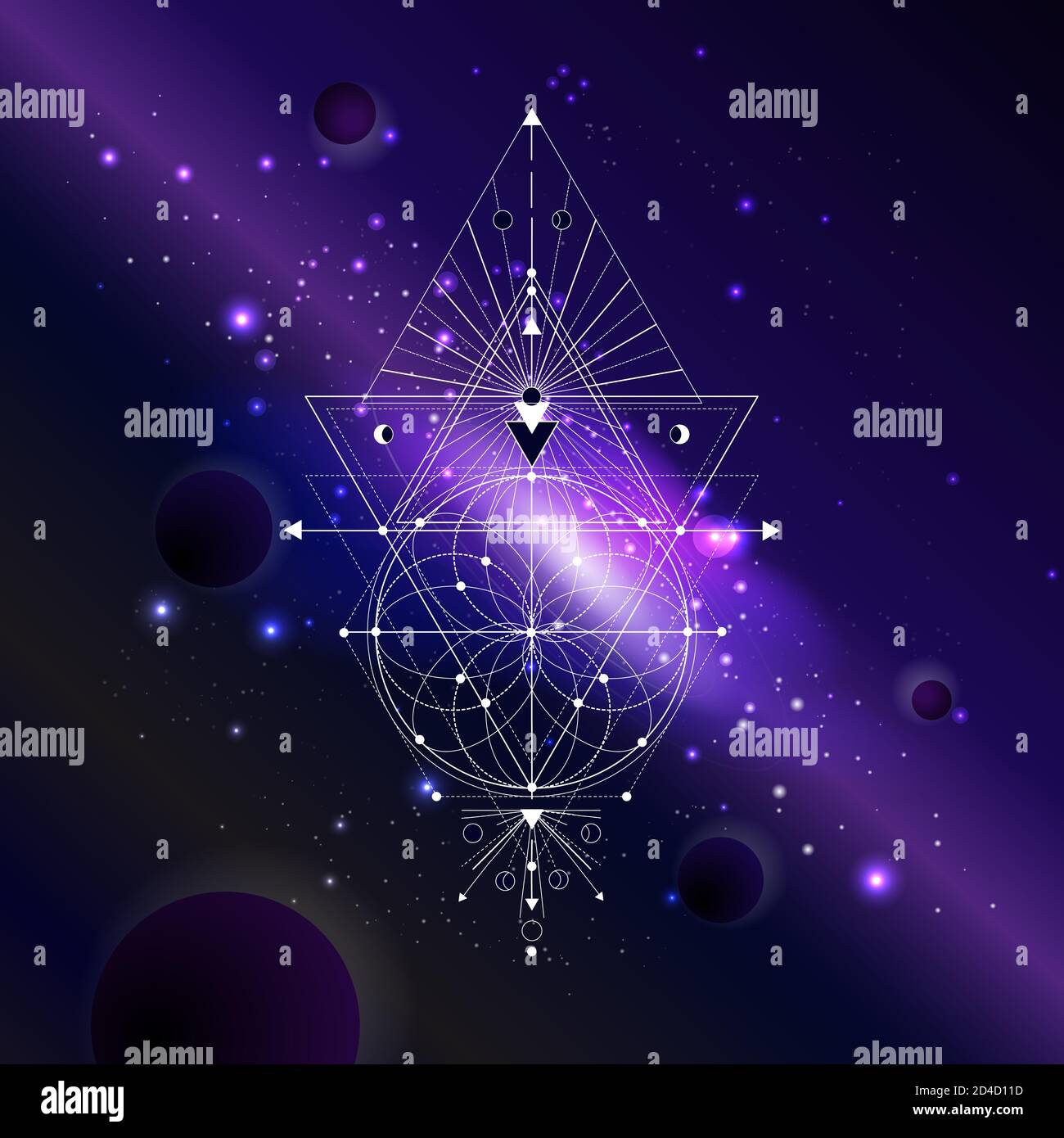 Vector illustration of Sacred or mystic symbol against the space ...