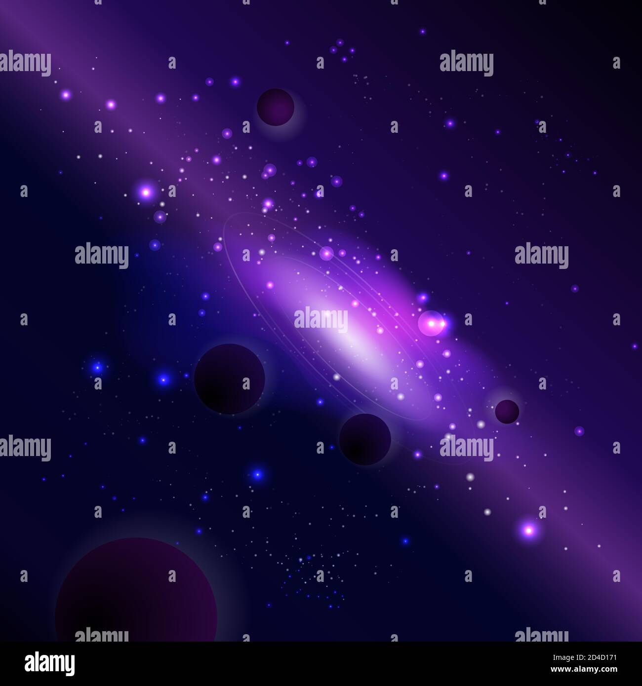 Vector illustration with space and planets. Cosmic background with ...