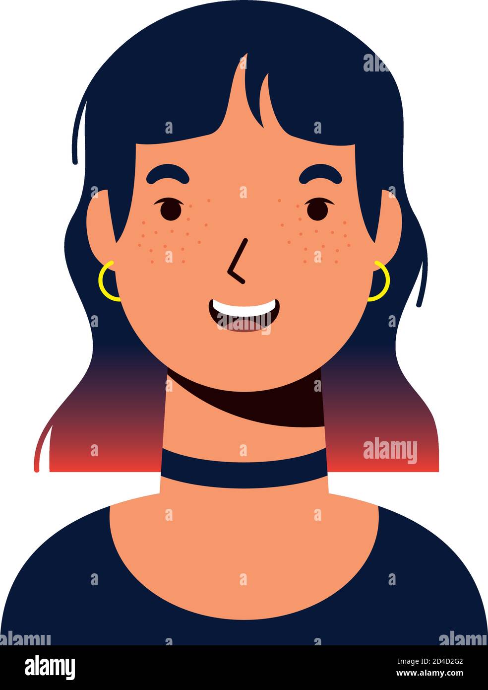 young woman female avatar character vector flat style design Stock ...