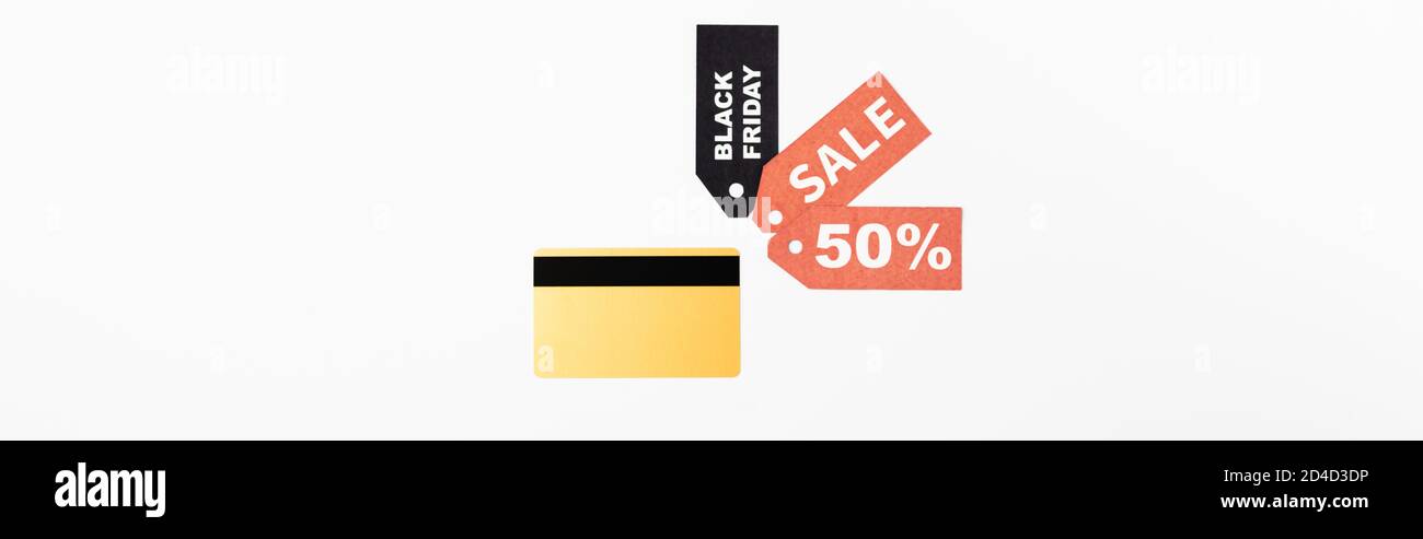 Website header of credit card and price tags with sale and black friday ...
