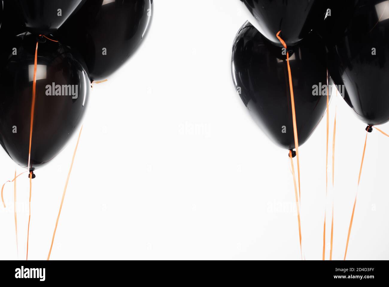 Black festive balloons with strings isolated on white Stock Photo - Alamy