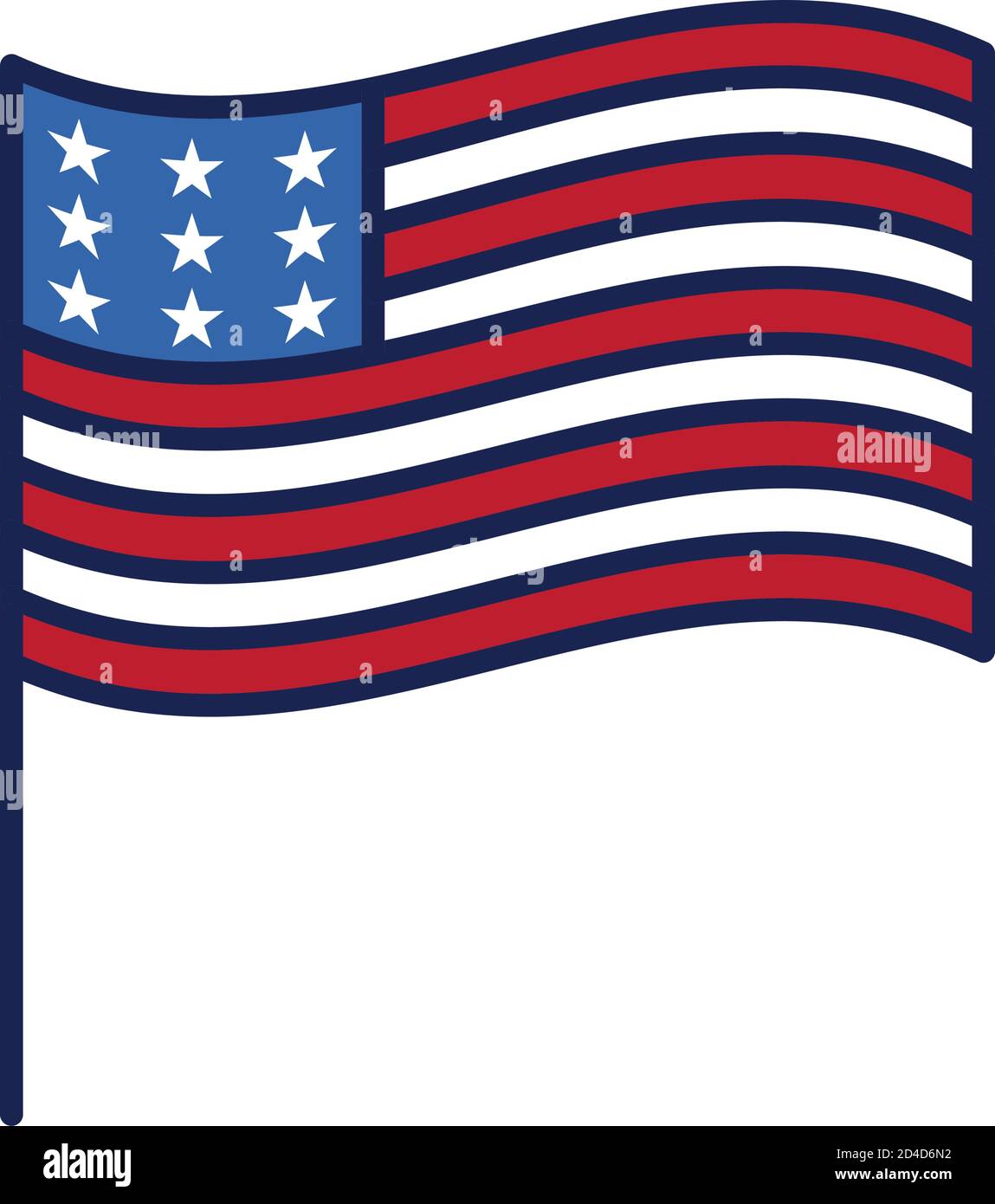 Usa flag line and fill style icon design, United states of america ...