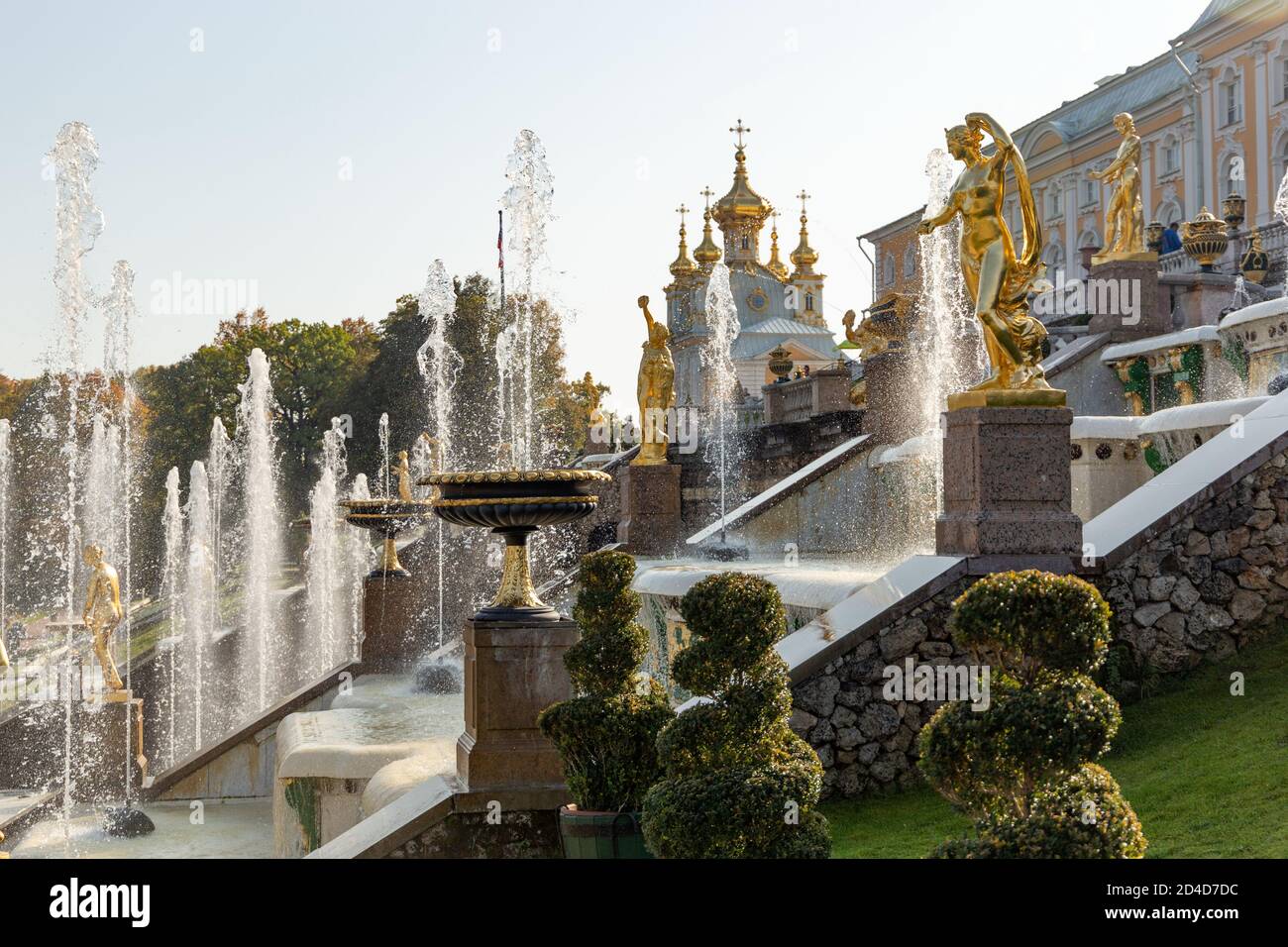 The Peterhof Palace and Gardens complex. A UNESCO World Heritage Site ...