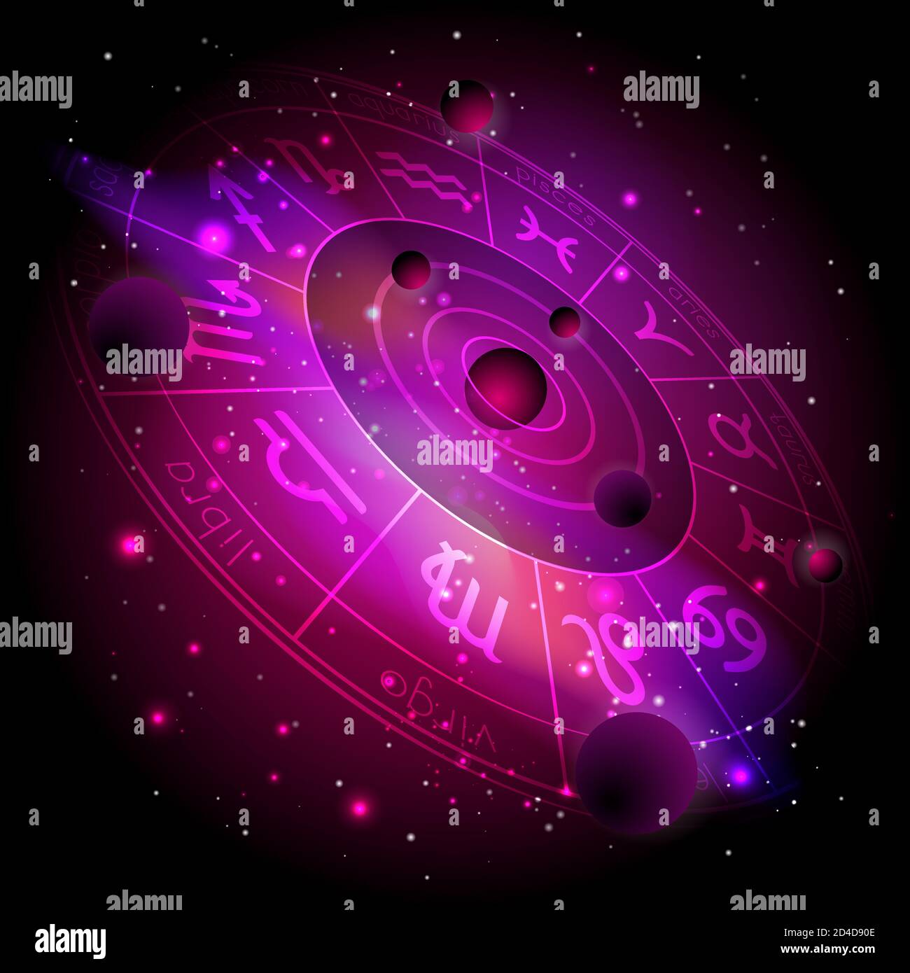 Vector illustration of Horoscope circle with Zodiac signs against the ...