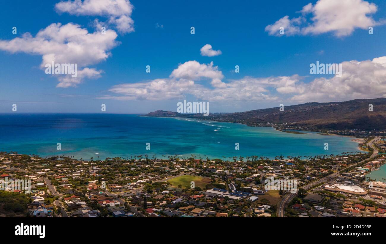 Aerial East Honolulu Coast Oahu, Hawaii Stock Photo - Alamy