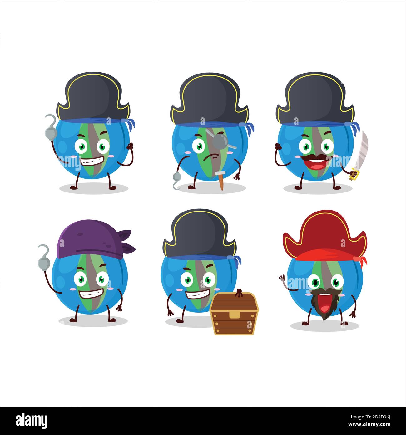 Cartoon character of blue marbles with various pirates emoticons Stock ...