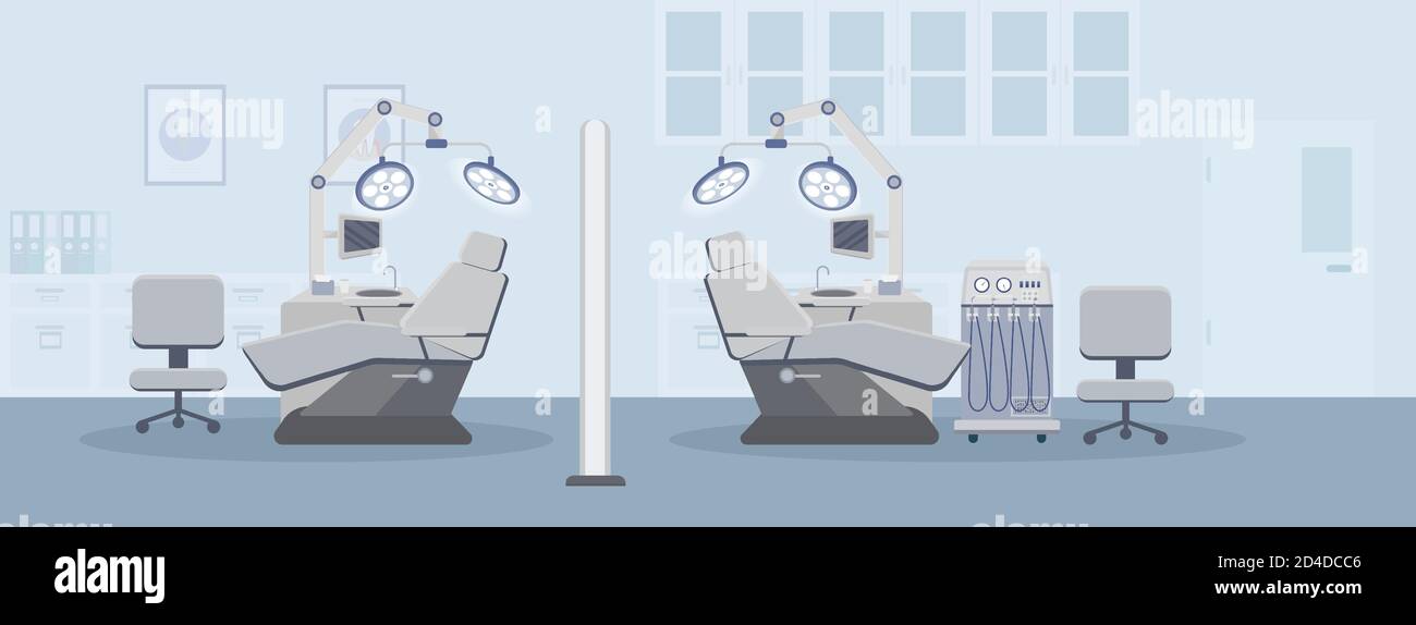 Dental clinic or dental office interior flat design vector illustration ...