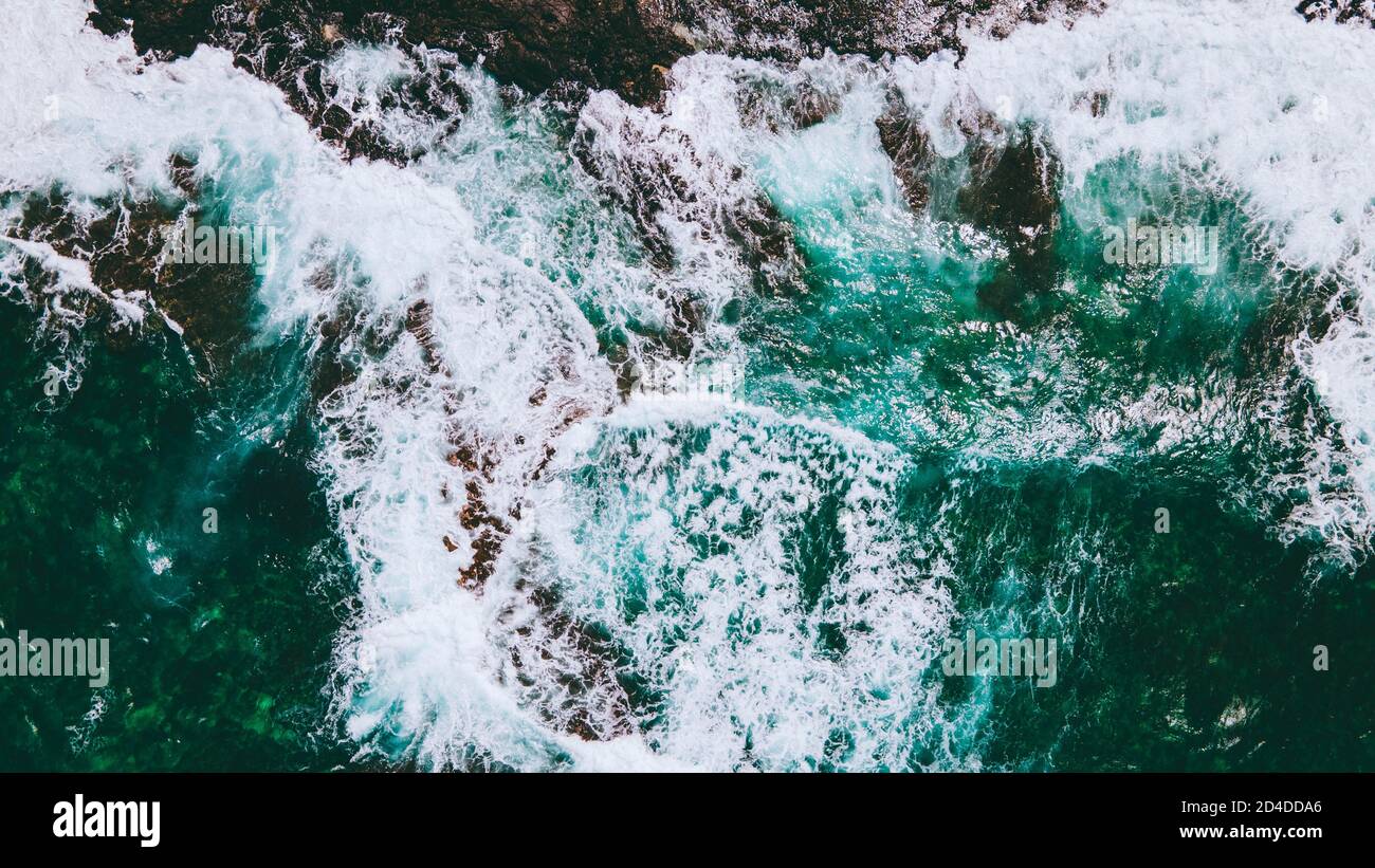 Aerial of waves and reefs, Oahu, Hawaii Stock Photo - Alamy