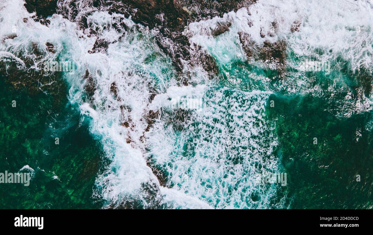 Aerial of waves and reefs, Oahu, Hawaii Stock Photo - Alamy