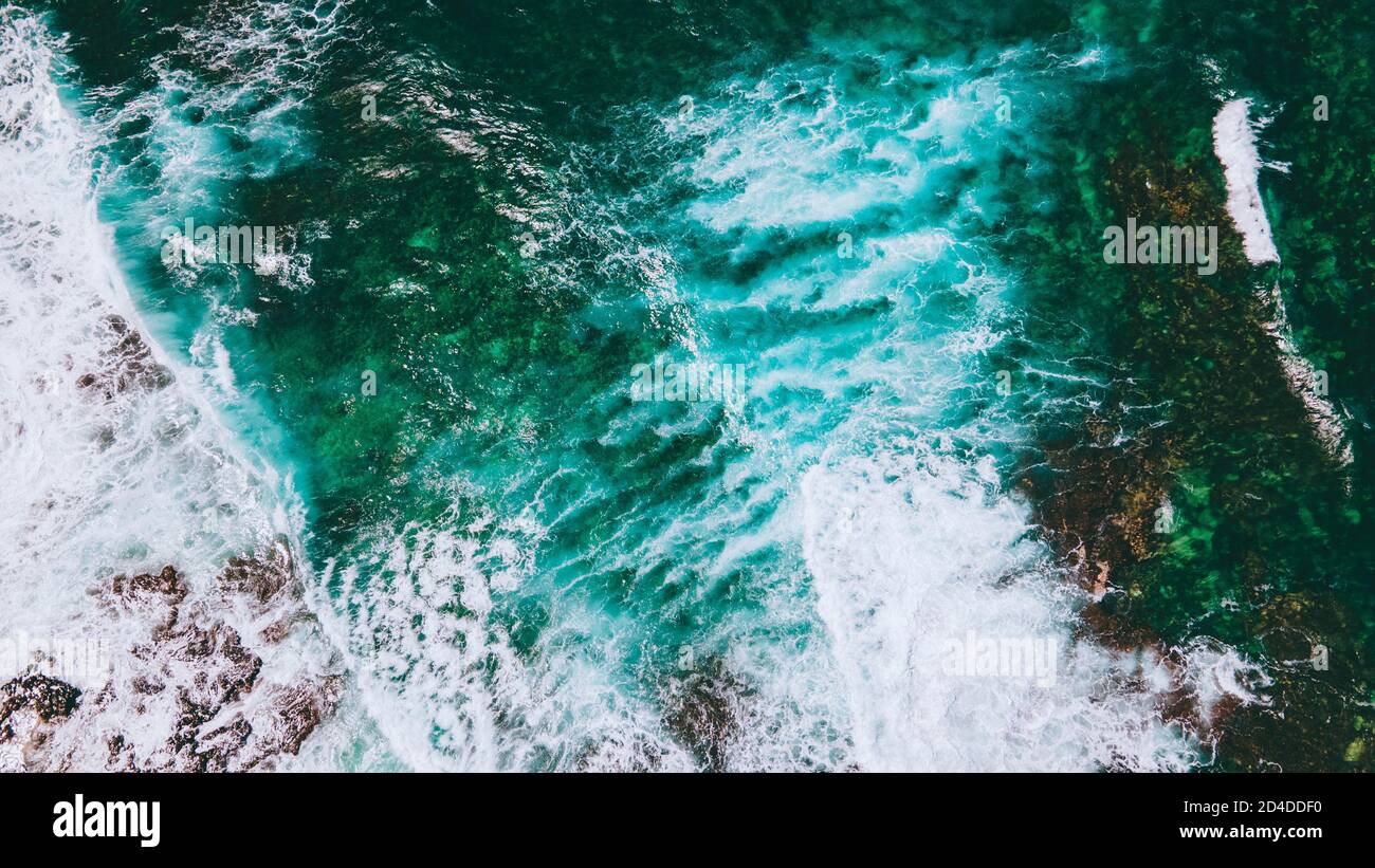 Aerial of waves and reefs, Oahu, Hawaii Stock Photo - Alamy