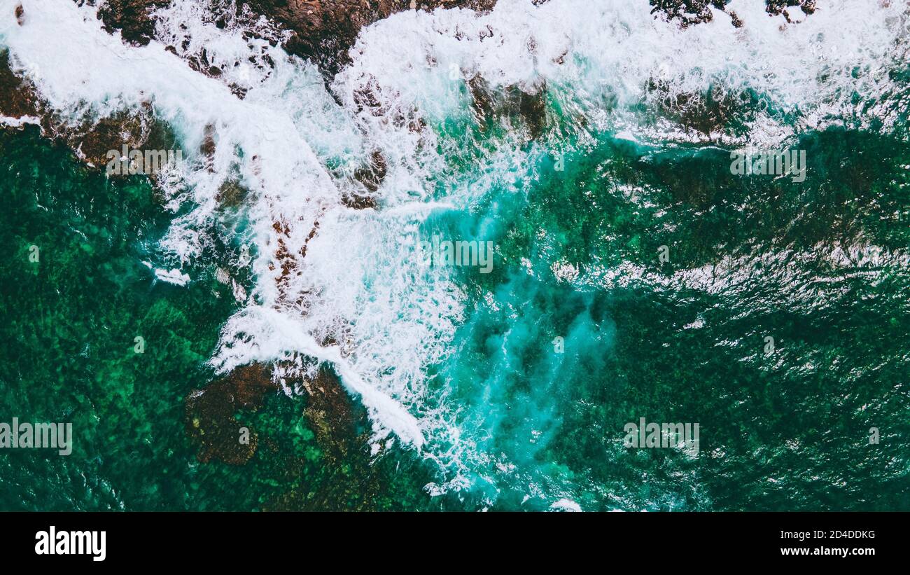 Aerial of waves and reefs, Oahu, Hawaii Stock Photo - Alamy