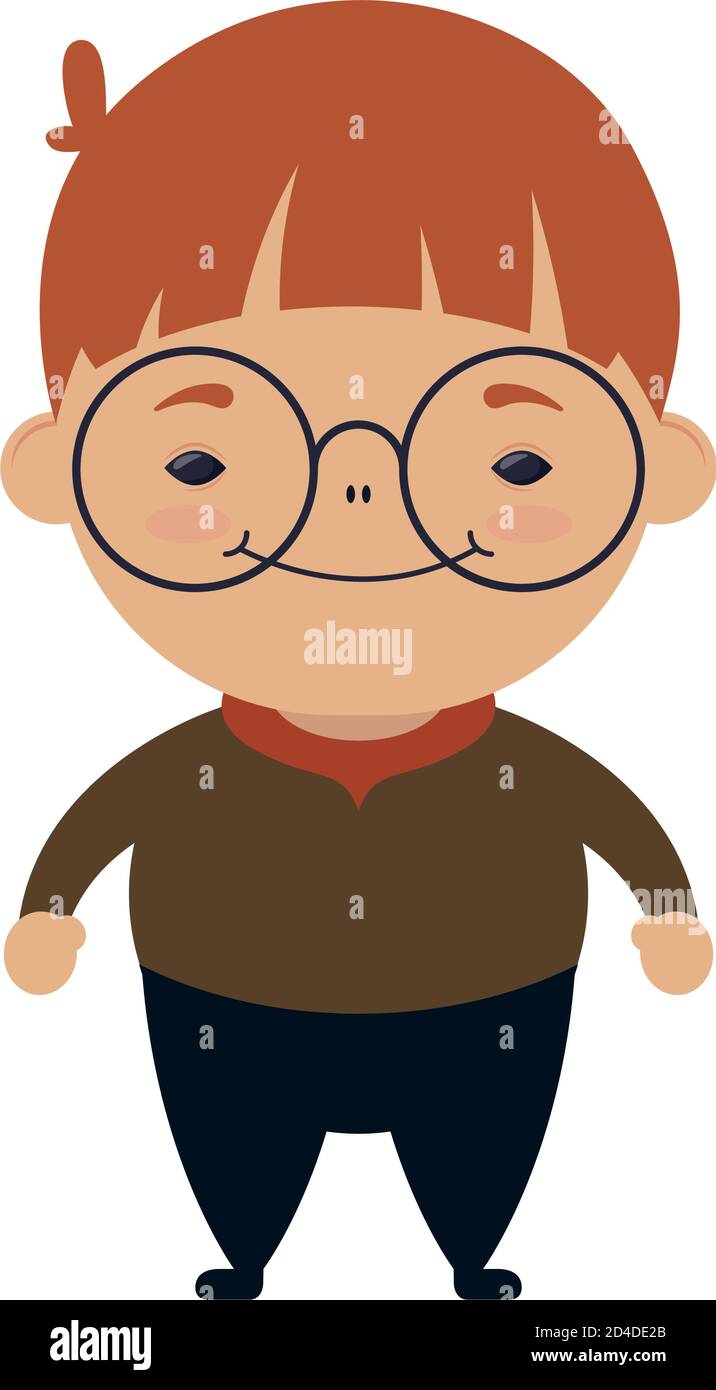 happy little boy wearing glasses character vector illustration design ...