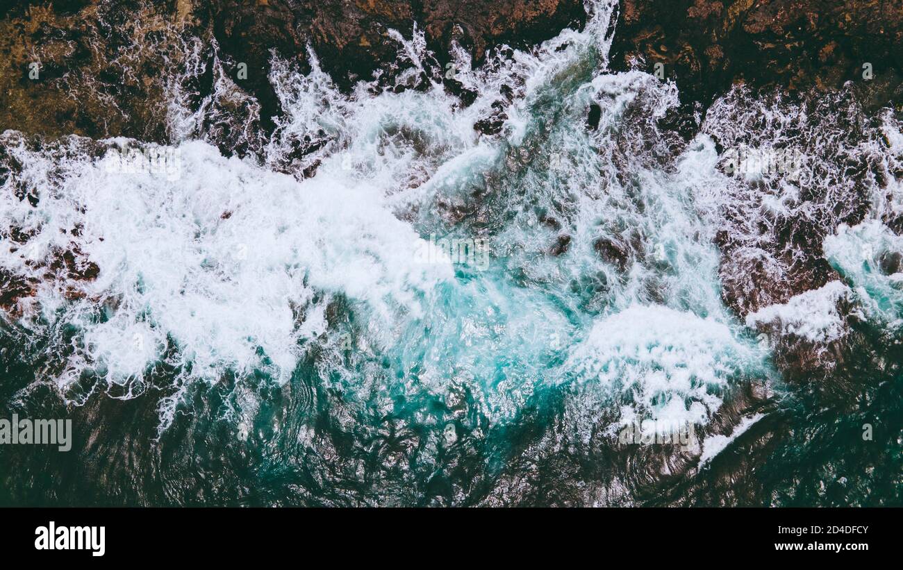 Aerial of waves and reefs, Oahu, Hawaii Stock Photo - Alamy