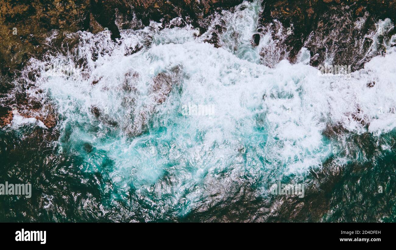 Aerial of waves and reefs, Oahu, Hawaii Stock Photo - Alamy