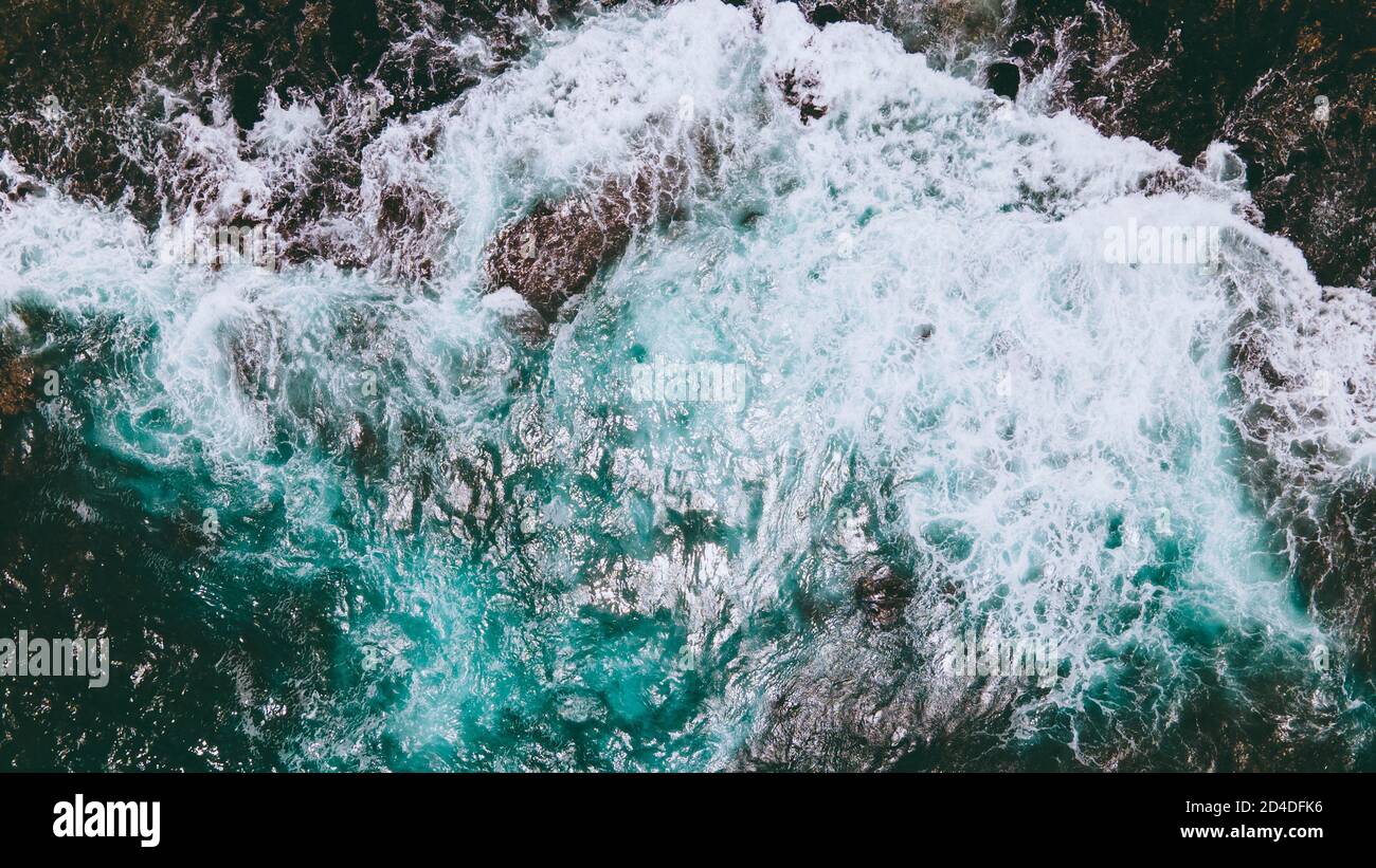 Aerial of waves and reefs, Oahu, Hawaii Stock Photo - Alamy