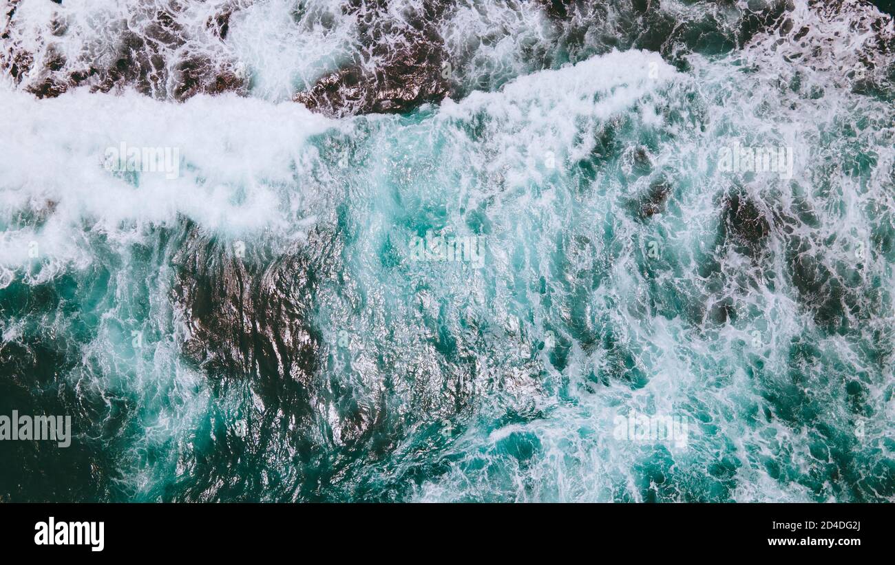 Aerial of waves and reefs, Oahu, Hawaii Stock Photo - Alamy