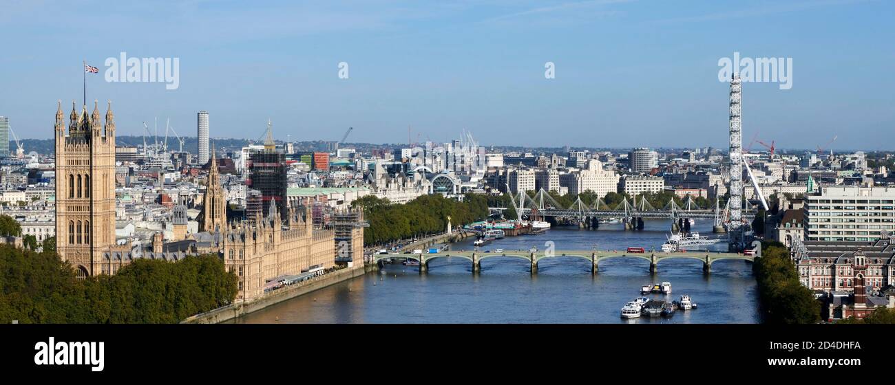A panoramic view of Westminster and the river thames, with Lambeth ...