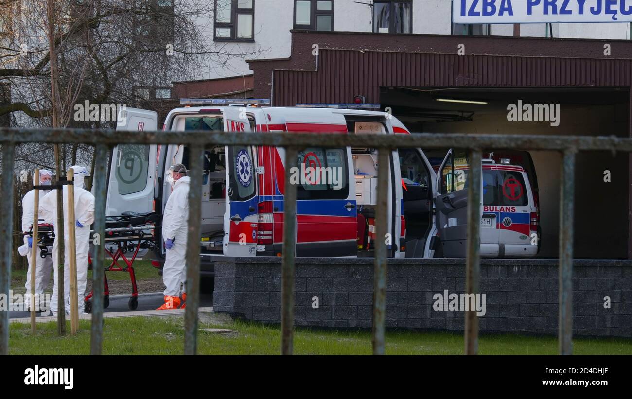Coronavirus outbreak, Paramedic staff of the Polish Ambulance Service ...