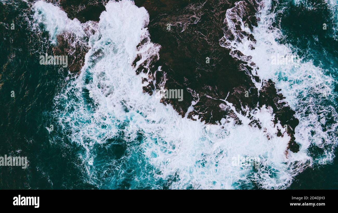 Aerial of waves and reefs, Oahu, Hawaii Stock Photo - Alamy