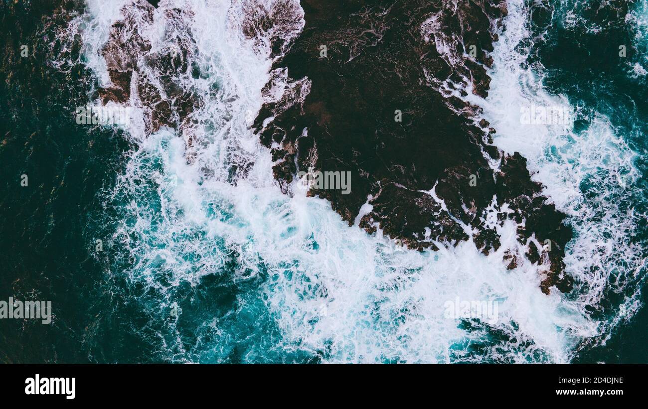 Aerial of waves and reefs, Oahu, Hawaii Stock Photo - Alamy