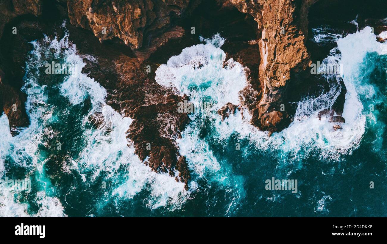 Aerial of waves and reefs, Oahu, Hawaii Stock Photo - Alamy