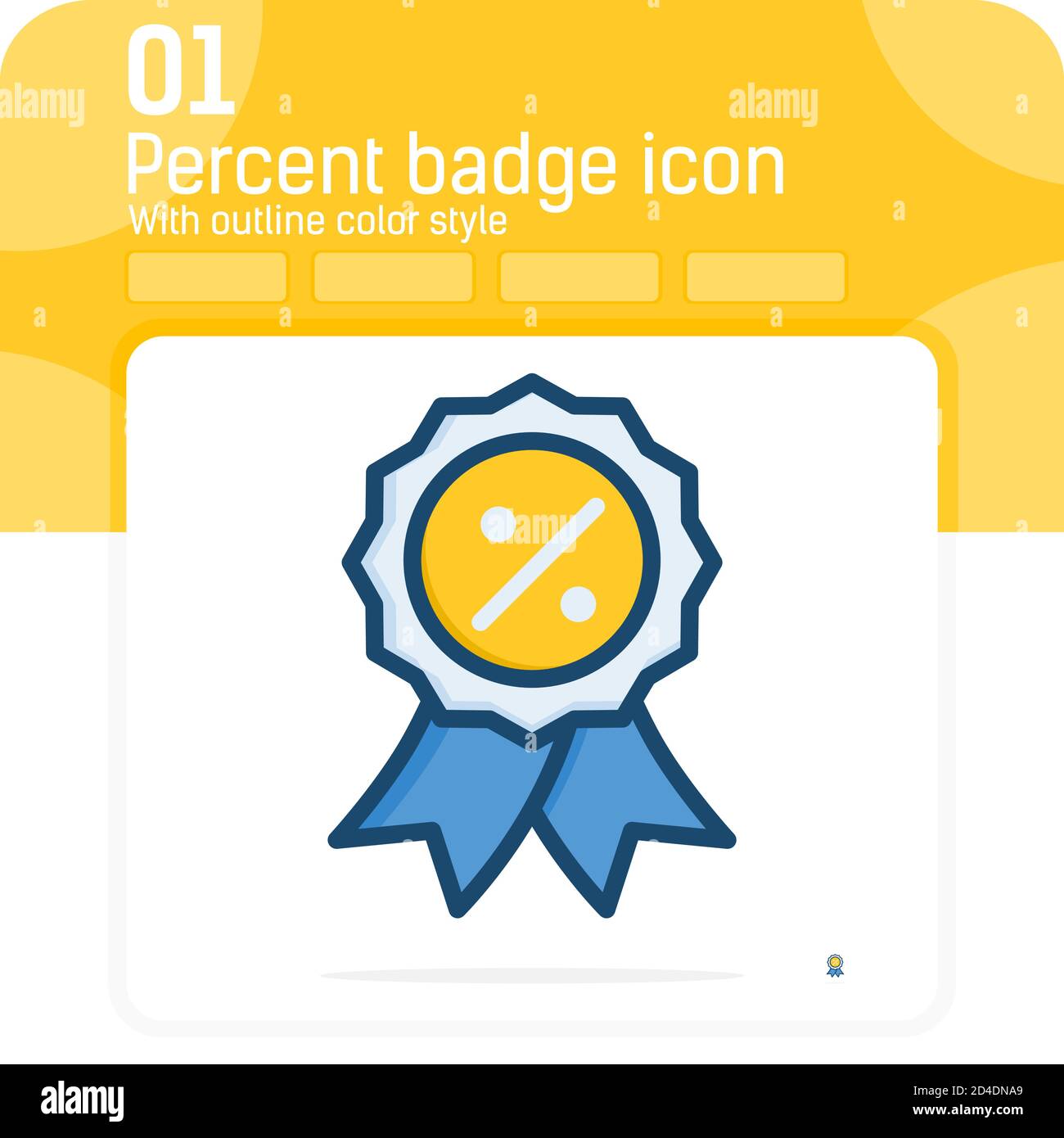 percent badge premiun icon with outline color style isolated on white ...