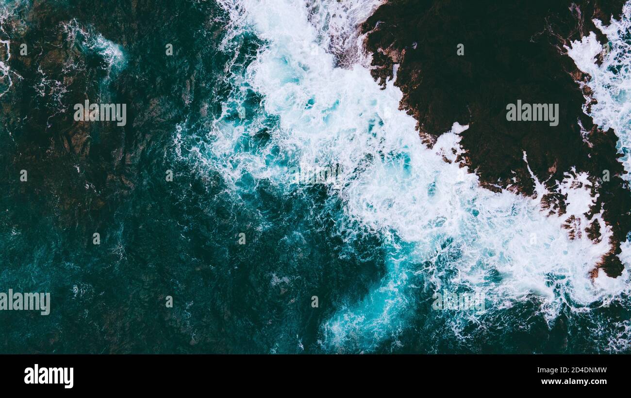 Aerial of waves and reefs, Oahu, Hawaii Stock Photo - Alamy