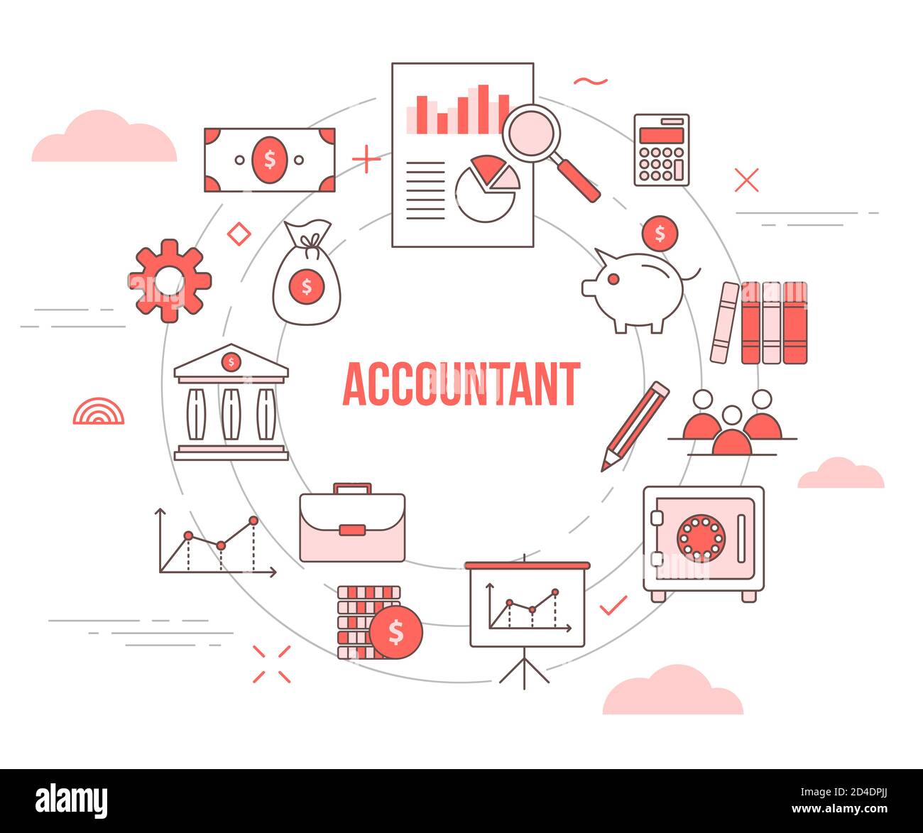 accountant concept with icon set template banner with modern orange ...