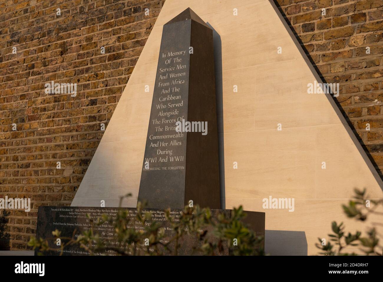 The African War Memorial at Windrush Square on the 16th September 2020 ...
