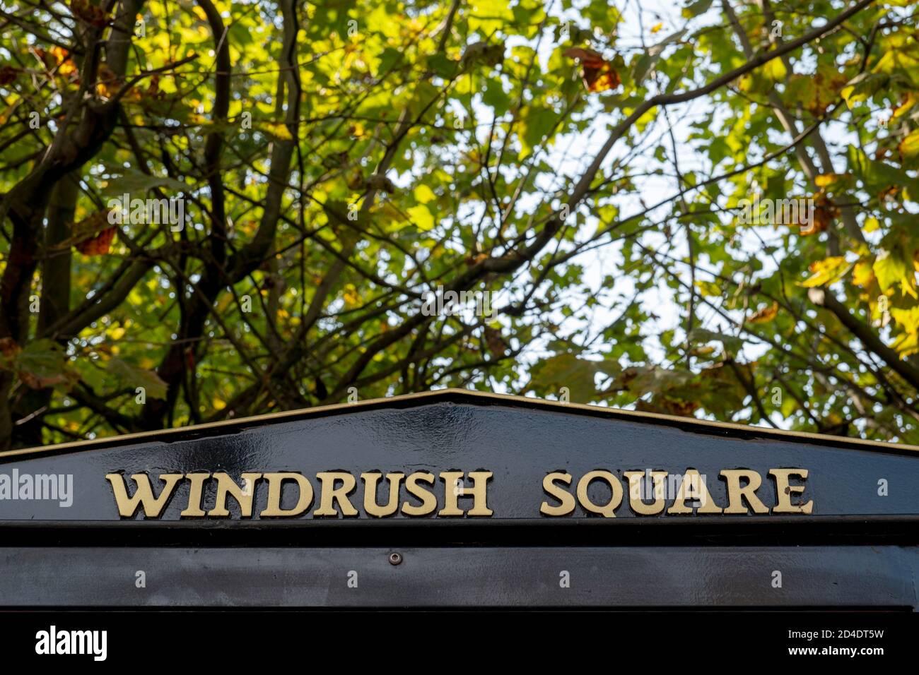 The Windrush Square sign at Windrush Square on the 16th September 2020 ...