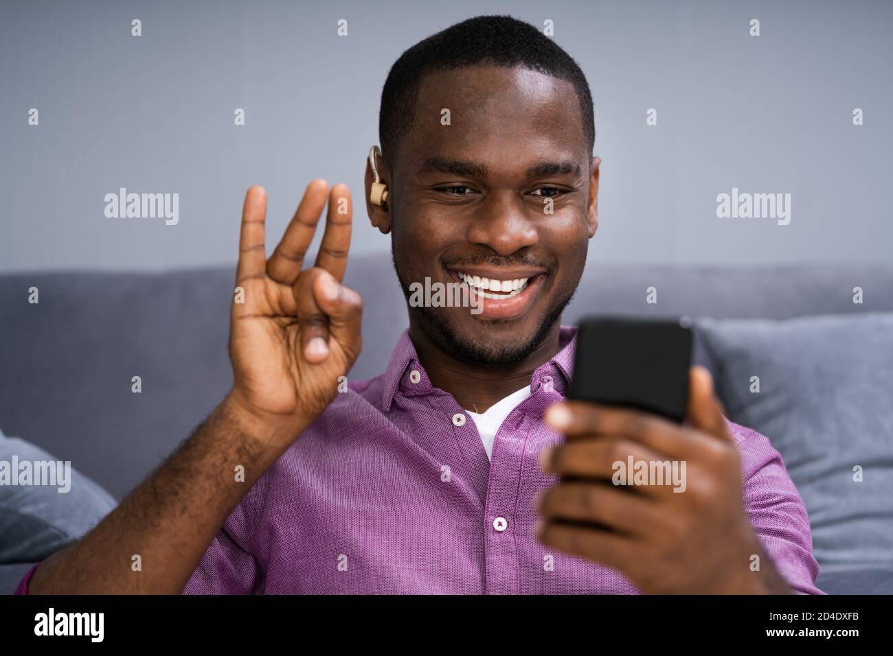 Deaf African Man With Disabilities Using Video Conference Stock Photo ...