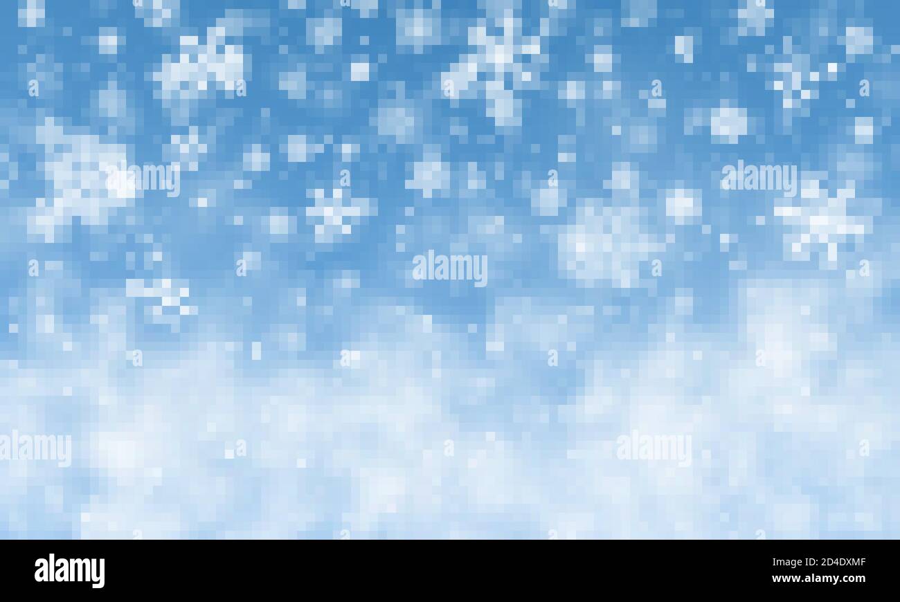 Christmas snow. Falling snowflakes on blue background. Snowfall. Vector ...