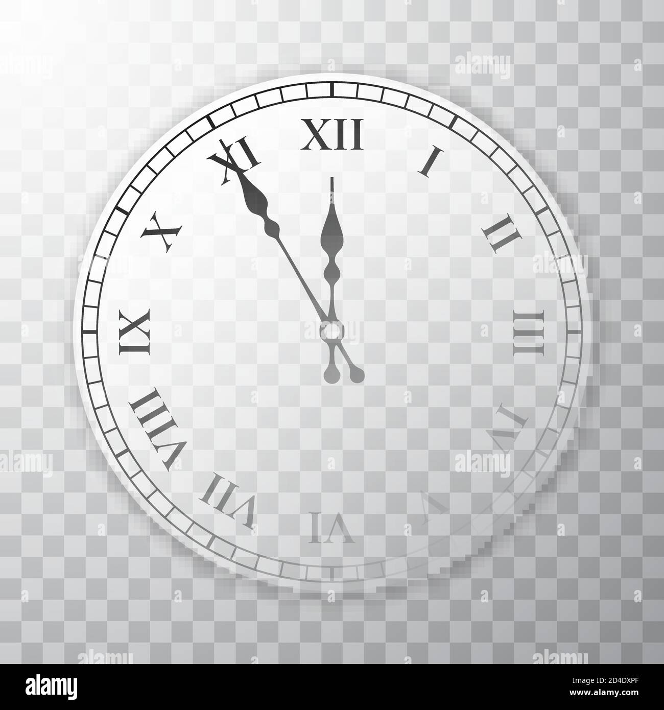New Year old circle clock on transparent background. Vector ...