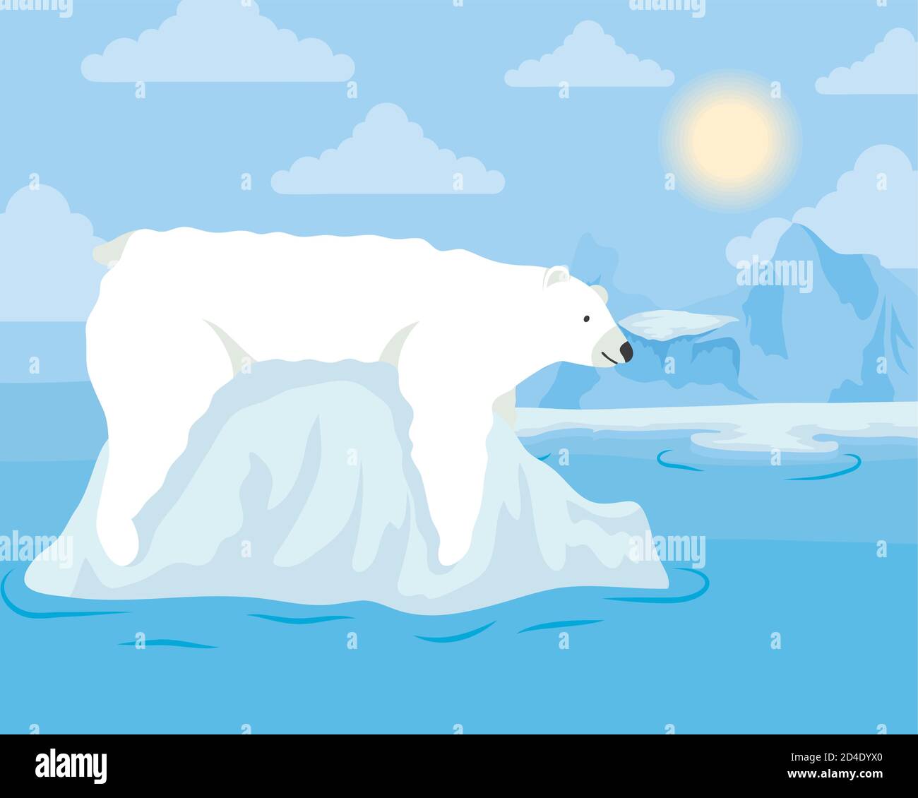 iceberg block arctic scene with polar bear vector illustration design ...