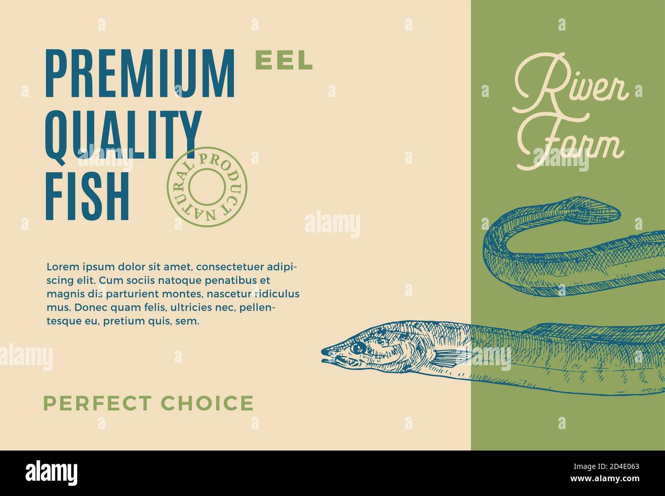 Premium Quality Eel. Abstract Vector Food Packaging Design or Label ...