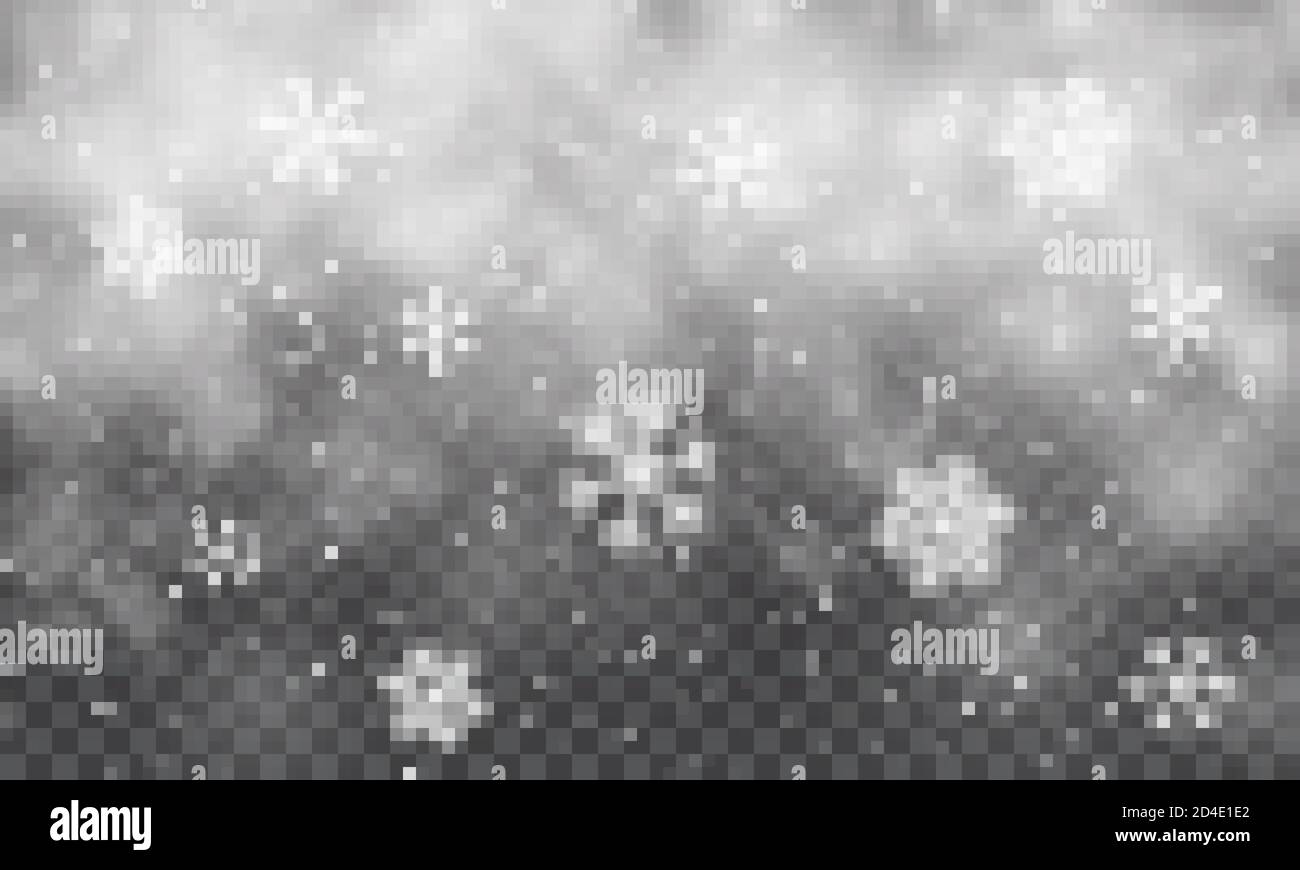 Christmas snow. Falling snowflakes on transparent background. Snowfall ...