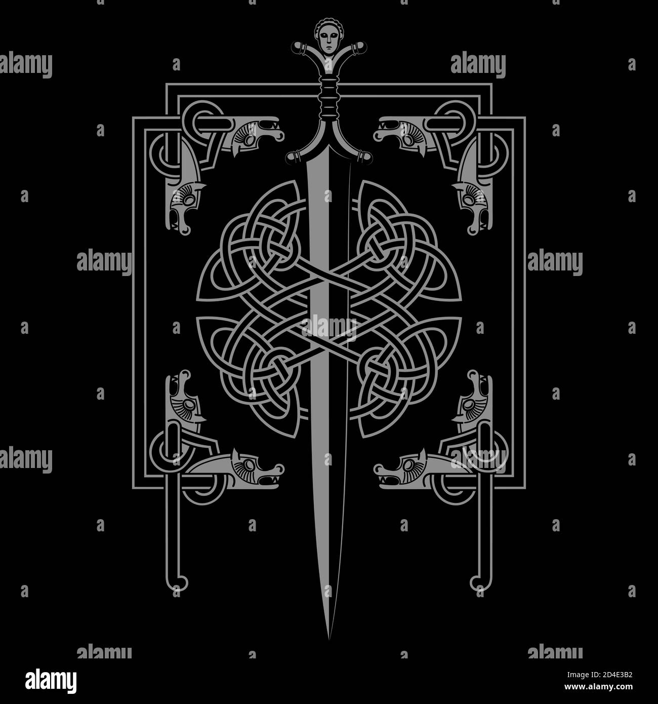 Celtic design. Celtic sword and Celtic Scandinavian ornaments in a ...