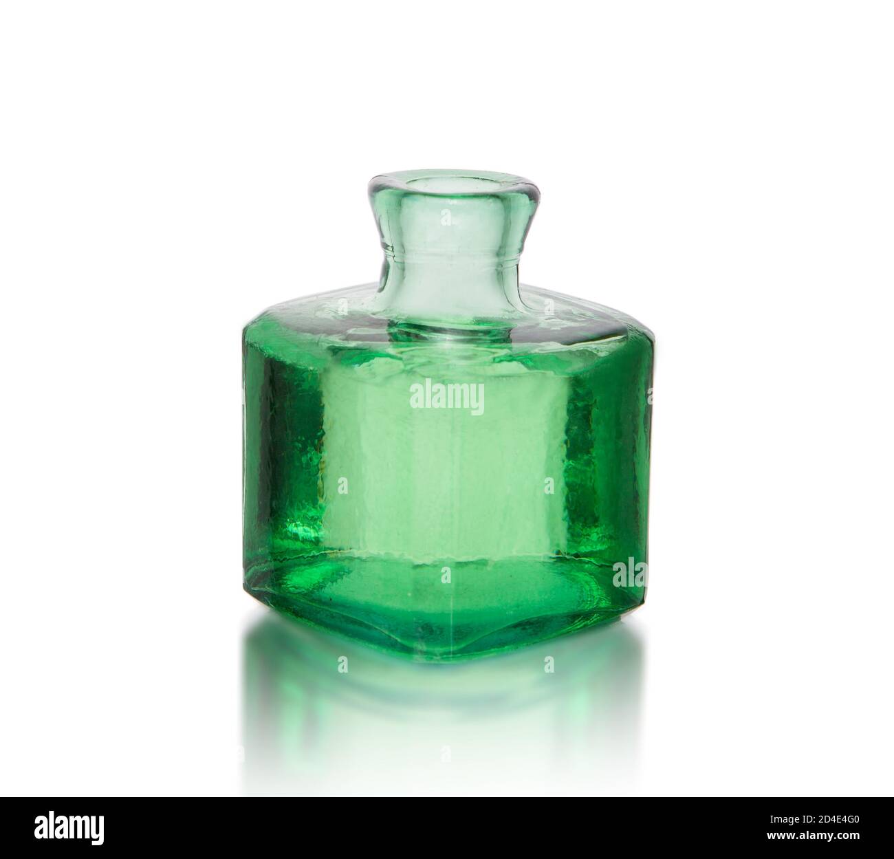 Old green glass Ink well, vintage - isolated Stock Photo - Alamy