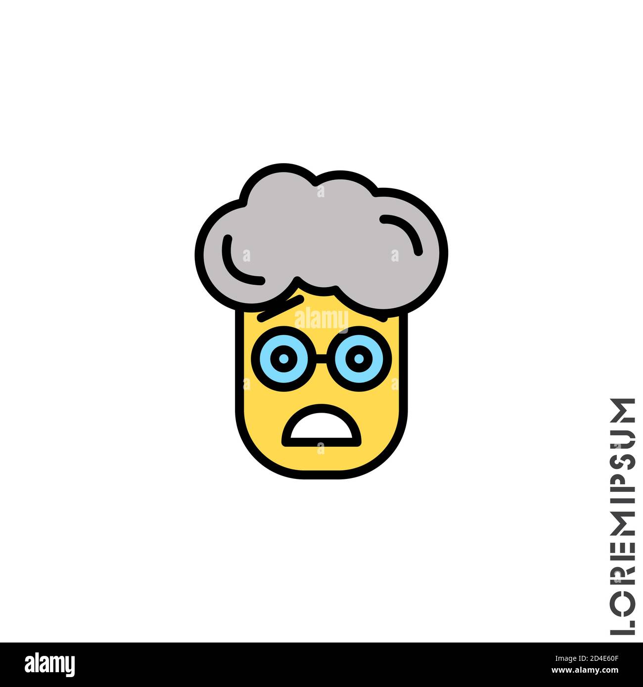 Frowning with open mouth emoji yellow vector boy, man icon with raised ...