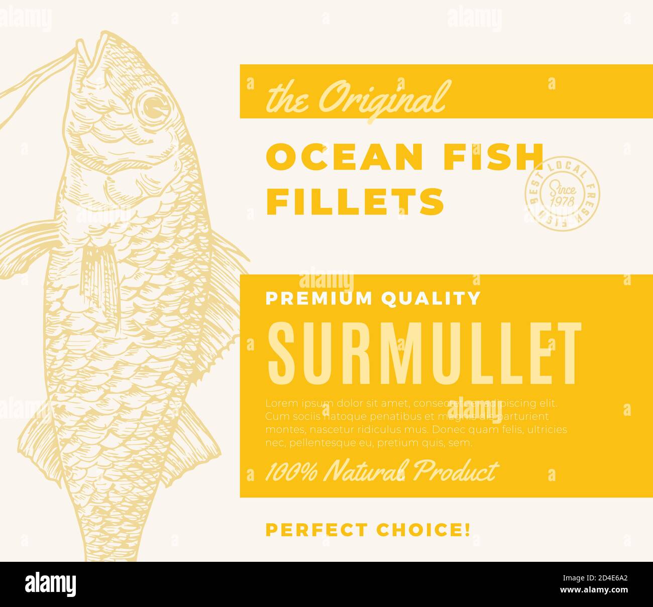 Premium Quality Fish Fillets. Abstract Vector Fish Packaging Design or ...