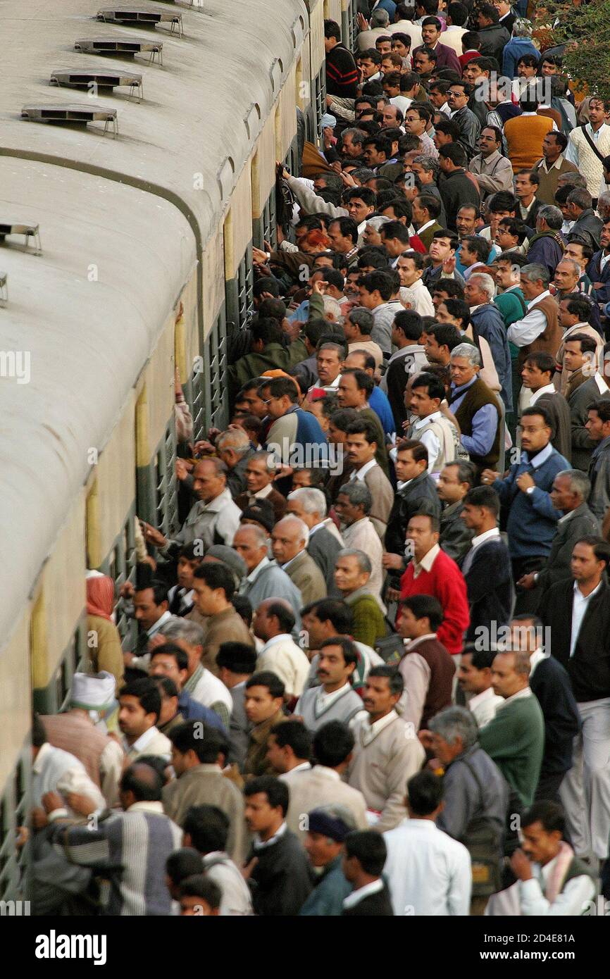 Indian train on crowd hi-res stock photography and images - Alamy