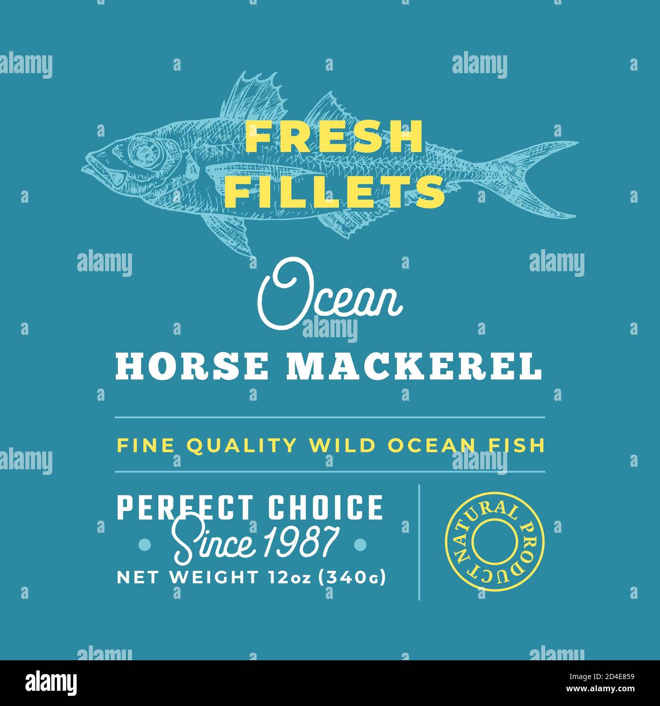 Fresh Fillets Premium Quality Label. Abstract Vector Fish Packaging ...