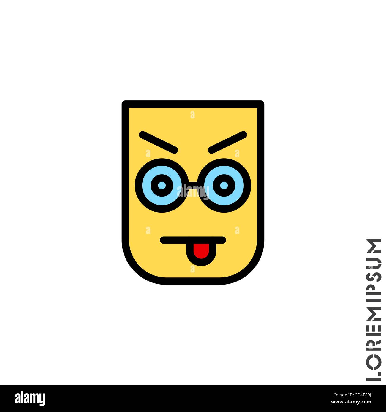 Mocking teasing and angry color icon. showing tongue and frowning ...